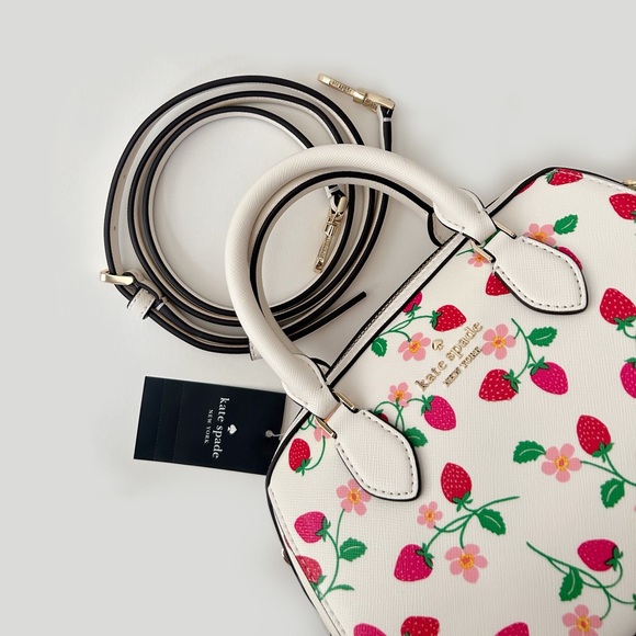 kate spade | Bags | Kate Spade Madison Strawberry Vine Printed Leather ...